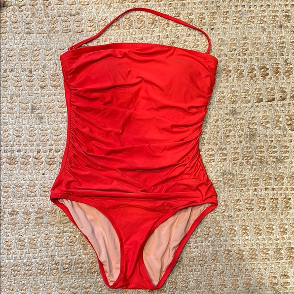 J. Crew | Swim | J Crew Red Bandeau One Piece Swimsuit | Poshmark
